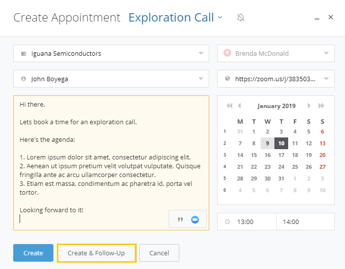 Increase productivity with 1 click Follow-Up Tasks