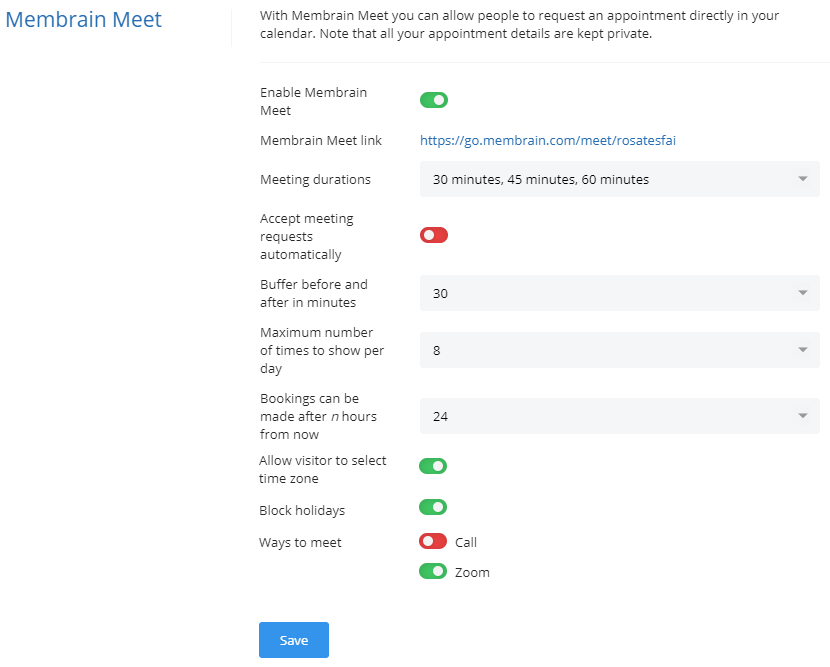 Membrain Help Center - Getting Started with Membrain - My Settings