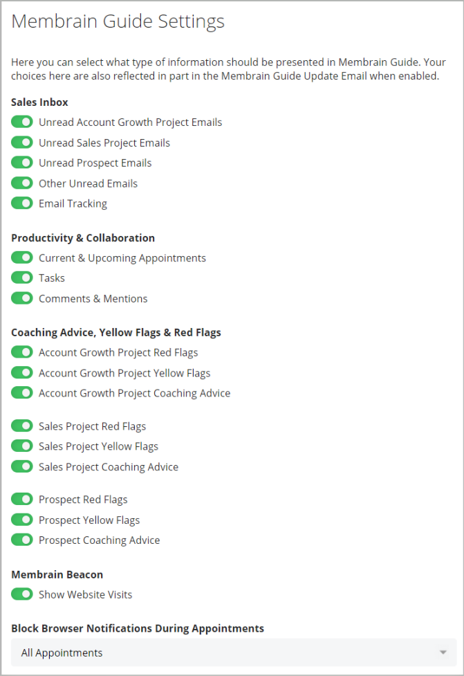 Membrain Help Center - Getting Started with Membrain - My Settings