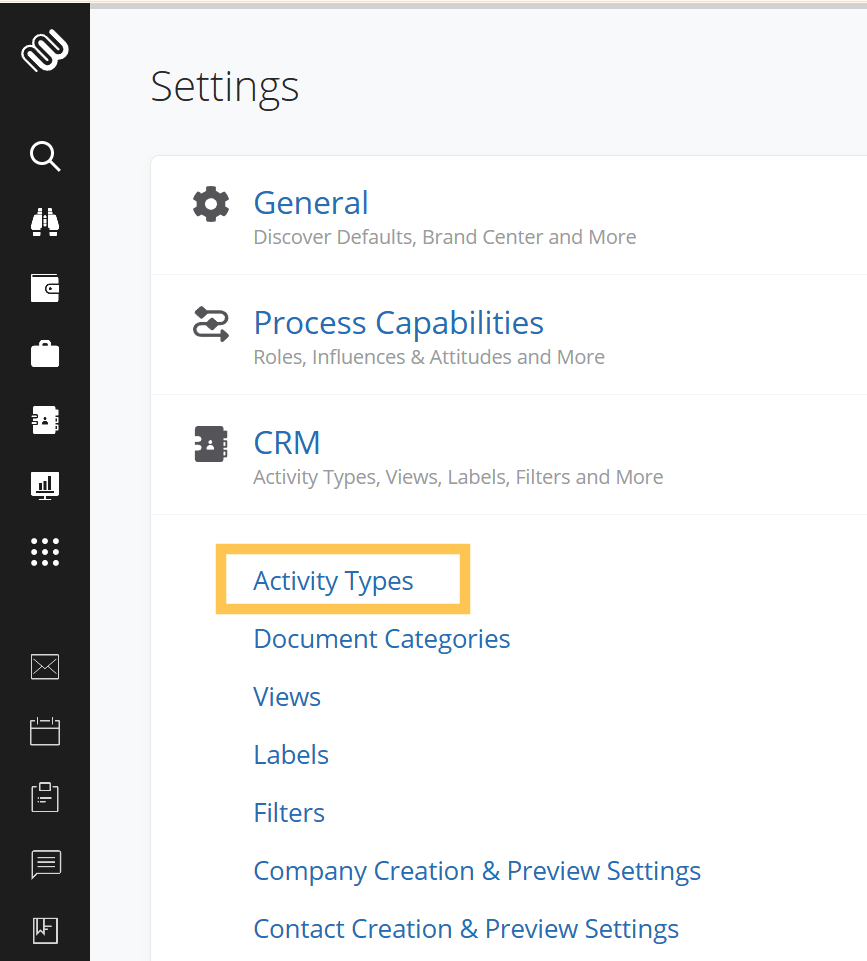 Membrain Help Center - CRM - Managing Activity Types
