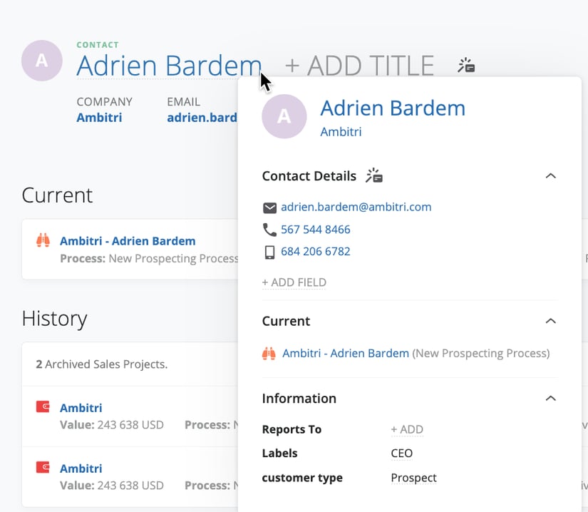 Membrain Help Center - CRM - Contacts - Creation & Preview Settings