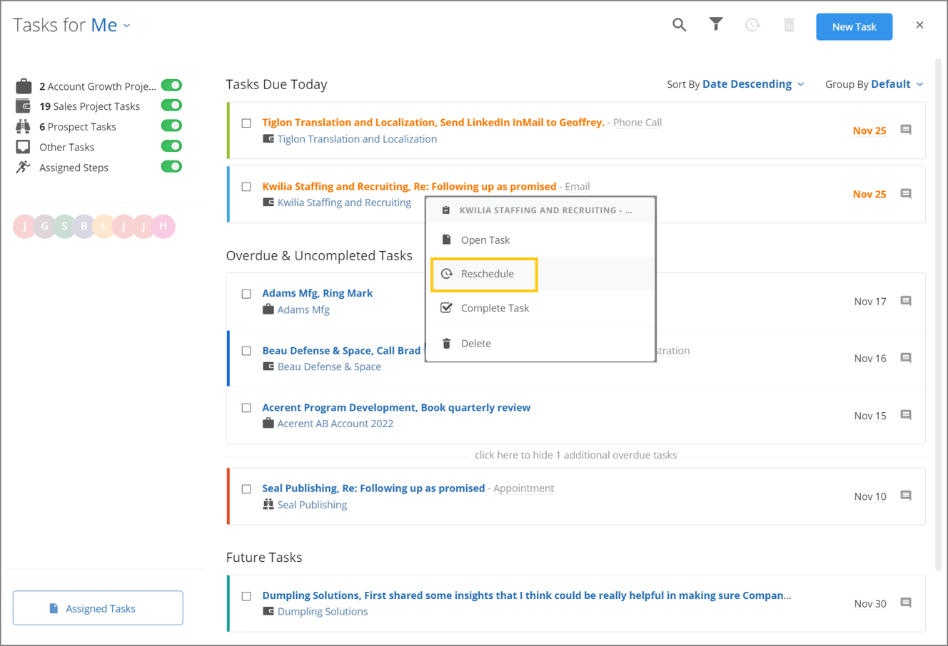 Membrain Help Center - CRM - Working with Tasks