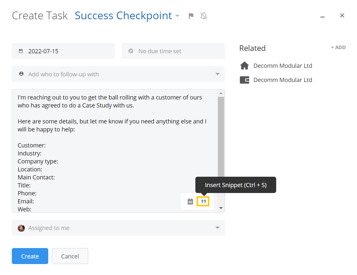 Membrain Help Center - CRM - Snippets