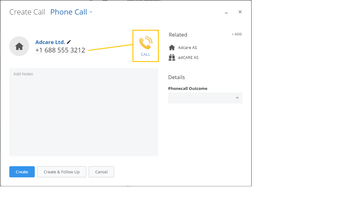 Membrain Help Center - CRM - Making a Phone call or adding Phone call notes