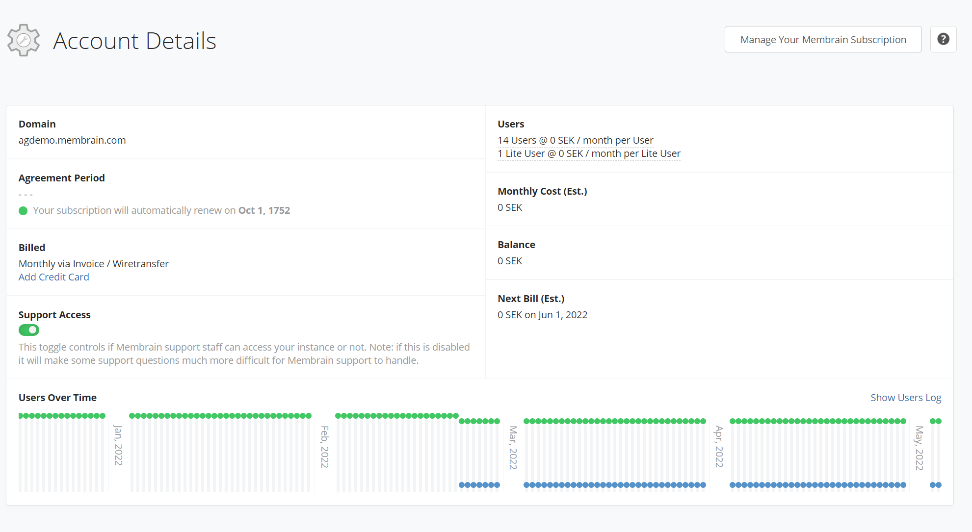 Membrain Help Center - CRM - Your Company Account Details